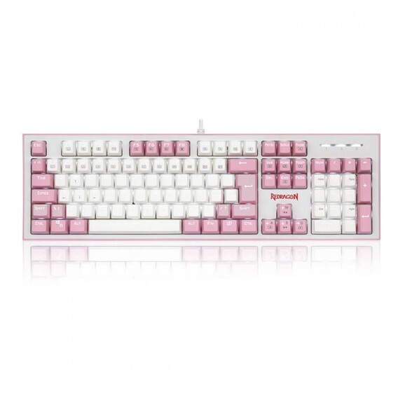 Teclado Gamer Hades Redragon K623 RGB Branco e Rosa Switch Azul