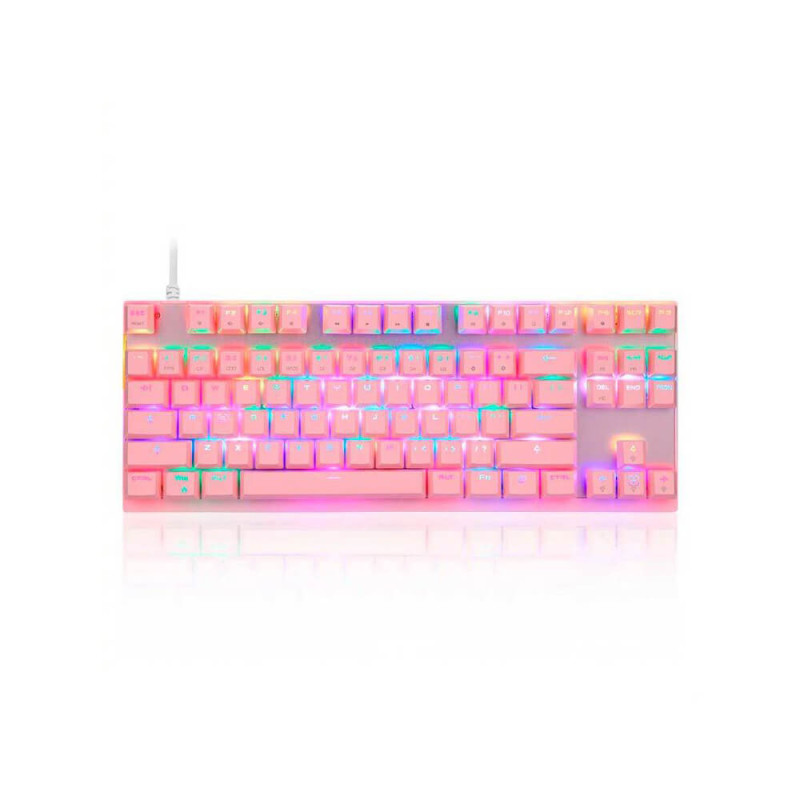 Teclado Gamer Mecânico Motospeed CK82 RGB Rosa