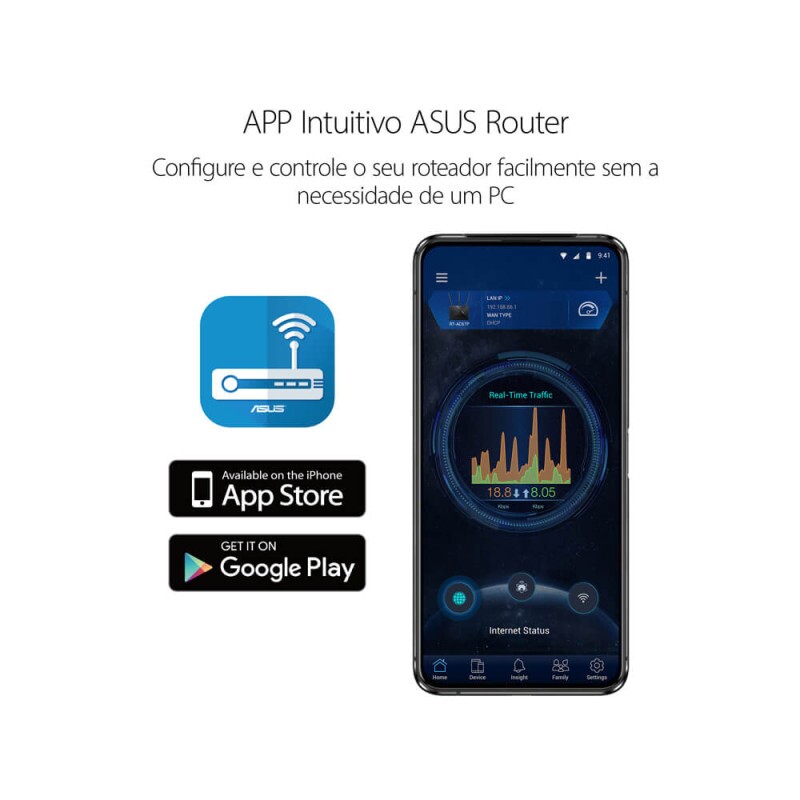 Roteador Digital Asus RT-AC67P AC1900 Dual Band Gigabit