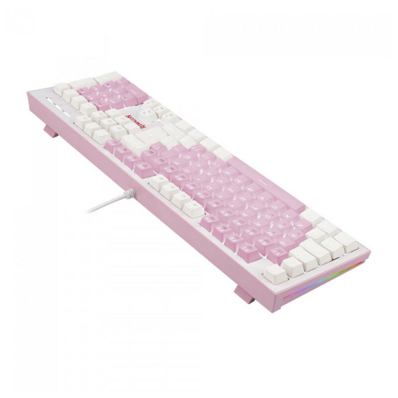 Teclado Gamer Mecânico Redragon K623 Hades RGB Rosa e Branco
