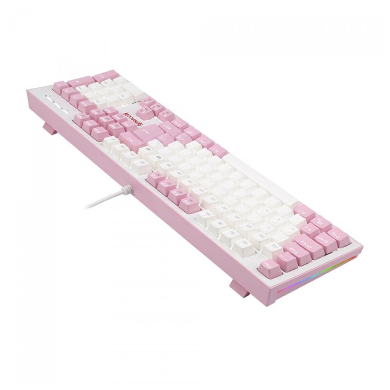 Teclado Gamer Hades Redragon K623 RGB Branco e Rosa Switch Azul