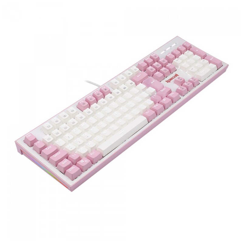 Teclado Gamer Hades Redragon K623 RGB Branco e Rosa Switch Azul