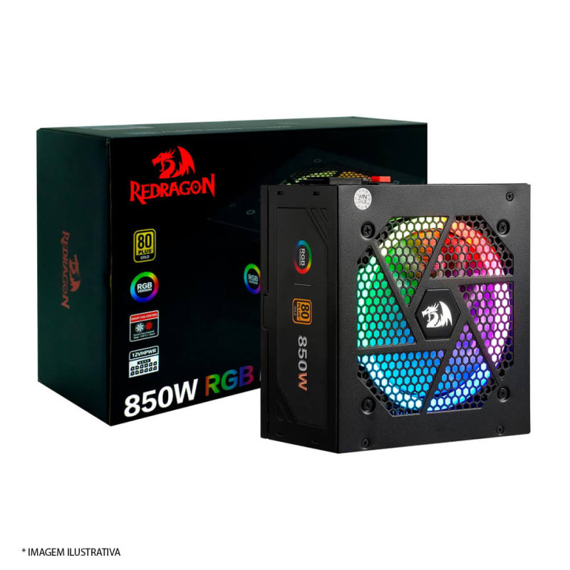 Fonte 850 Wats Full Modular RGB 80 Plus Gold Preto