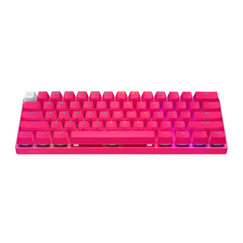 Teclado gamer Logitech mecânico PRO X TLK 60 rosa magenta