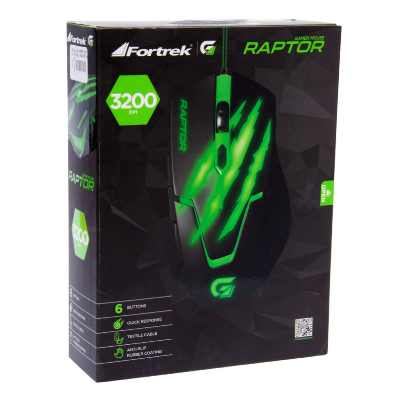 Mouse Gamer Fortrek Raptor OM-801 Preto USB Sensor Óptico